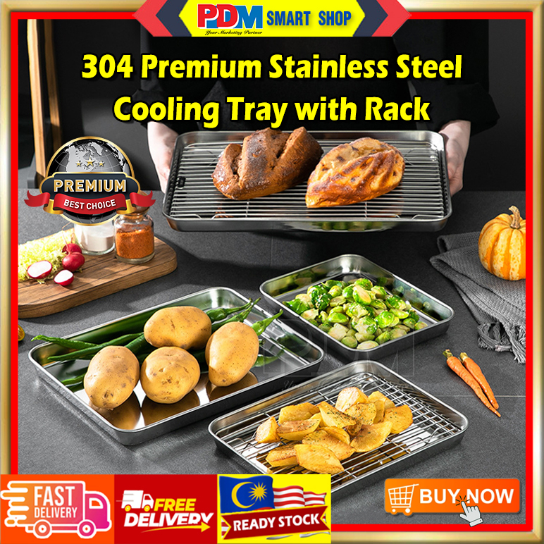 PDM Premium 304 Stainless Steel Cooling Tray with Rack|Oil Drain Tray ...