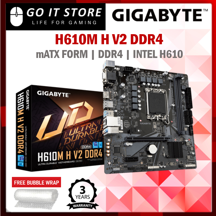 GIGABYTE H610M H V2 DDR4 INTEL LGA1700 H610 mATX MOTHERBOARD | Shopee ...