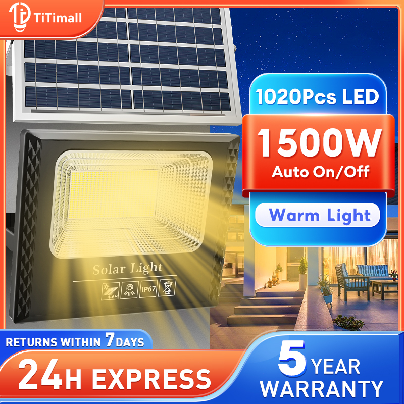 Lampu Solar IP67 Waterproof Solar Light 1500W Lampu Led Warm Light ...
