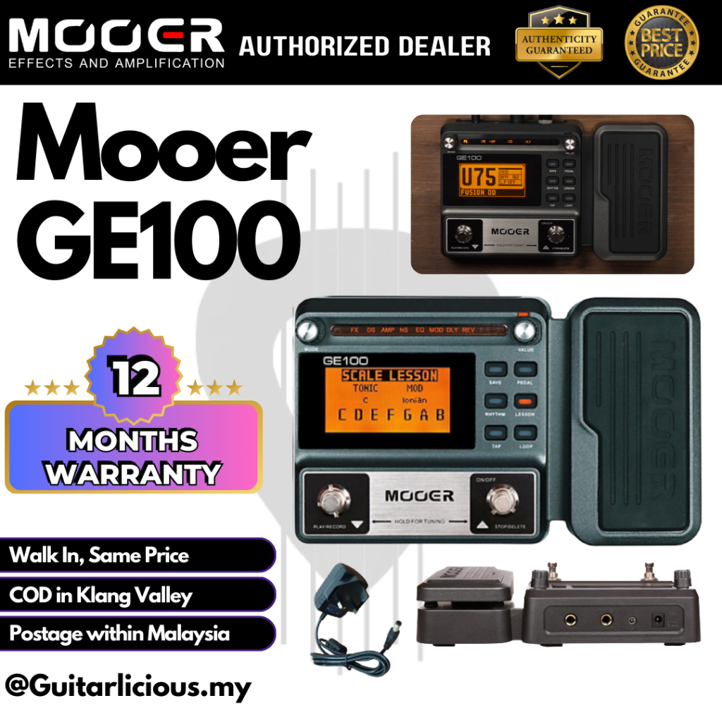 Mooer GE100 Multi-Effects Guitar Pedal (GE-100 / GE 100) with wah efek ...