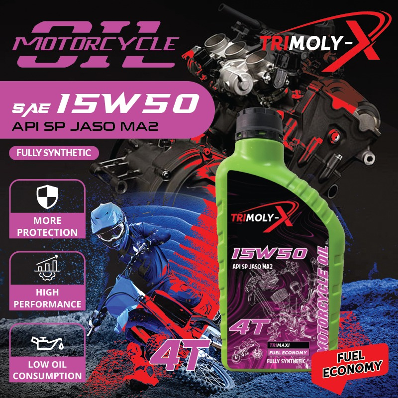 TRIMOLY-X TRIMOLYX 4T 15w50 1L Fully Synthetic API SP JASO MA2 ...