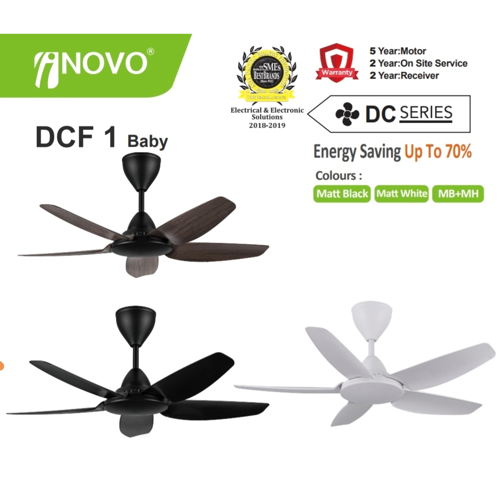 INOVO DC DCF 1 BABY 40 INCHES 5-BLADE CEILING FAN (MATT BLACK) - 1 PC ...