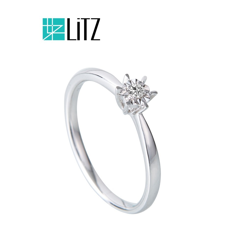 LITZ White Gold Diamond Ring 18K DR53 | Shopee Malaysia