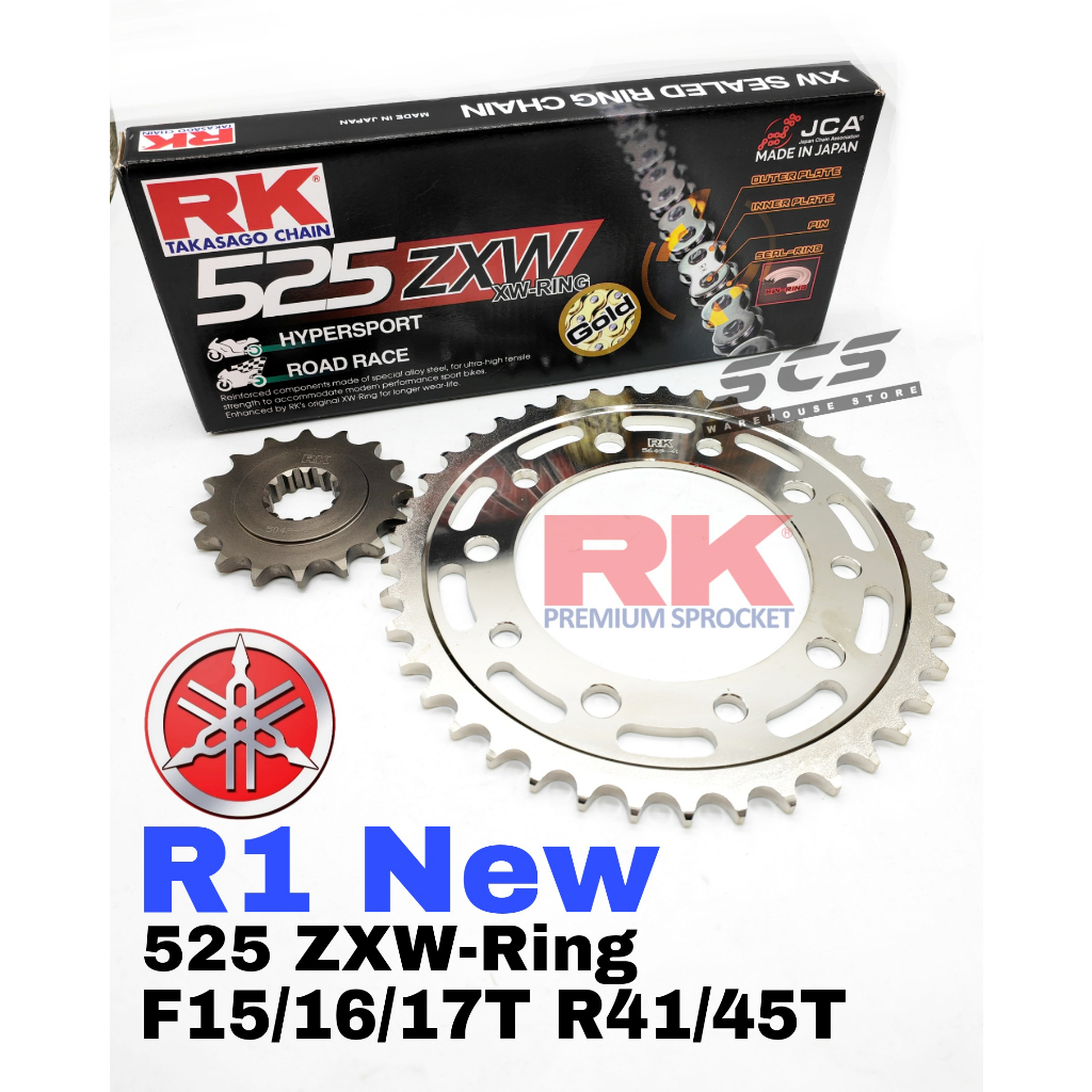 RK Sprocket Set YAMAHA YZF R1 2015 Above New MT09 V3 525 GB ZXW W-Ring ...