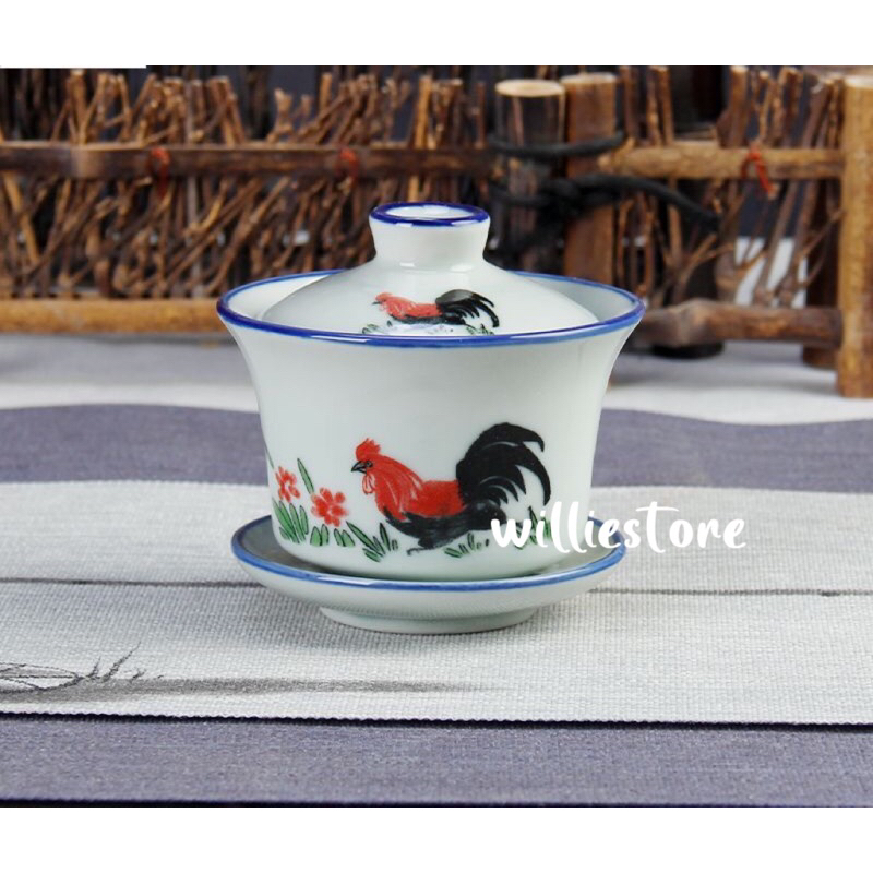 Porcelain Classic Vintage Chicken Rooster Majestic Chinese Style Tea ...