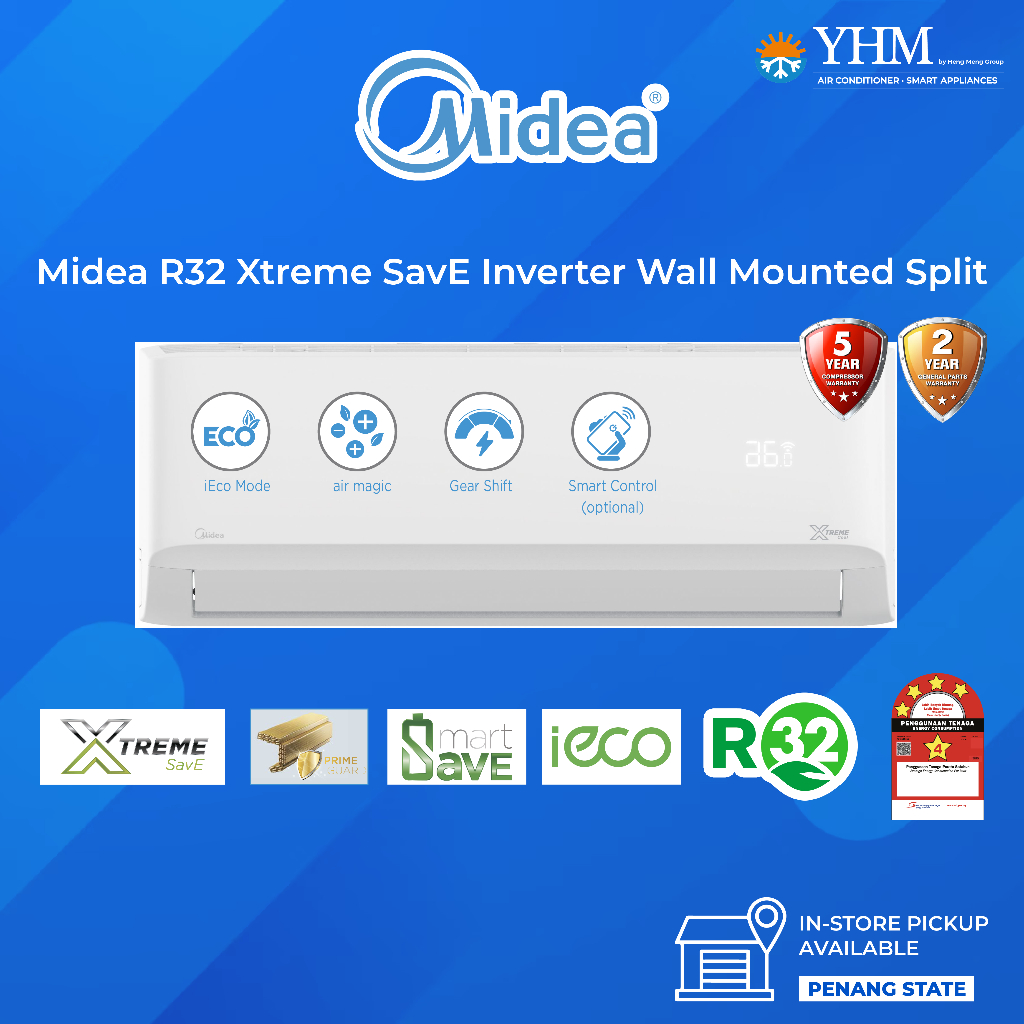 MIDEA R32 MSXS-CRDN8 Xtreme Save Inverter Air Conditioner 1.0HP | 1.5HP | Shopee Malaysia
