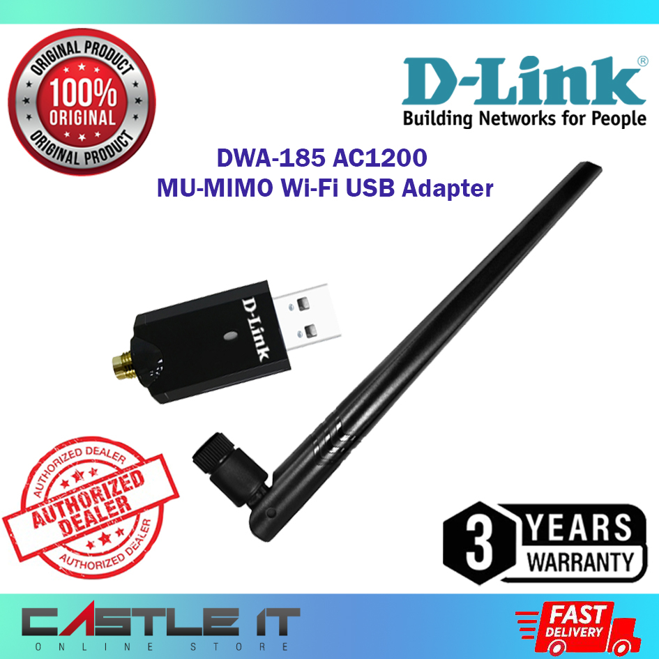 D-Link Wireless DWA-185 Dual Band 2.4GHz 5GHz AC1200 MU-MIMO Wi-Fi 5 ...
