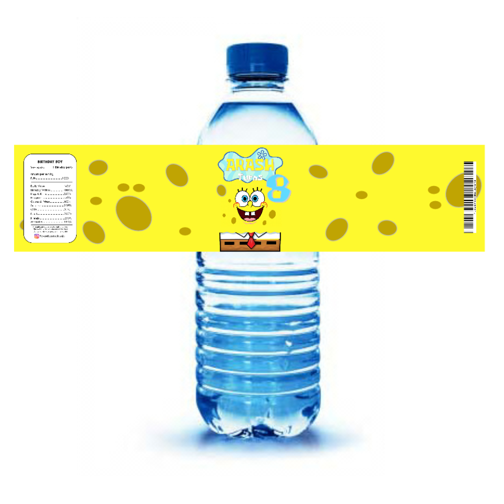 Spongebob Theme Party Paperbag Stickers Bottle Label Tag Chipsbag for ...