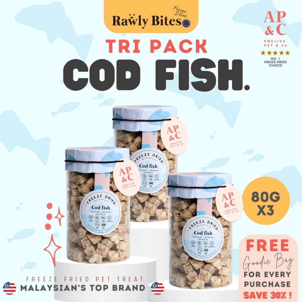 Amelisa Pet & Co. Freeze Dried Treats - Cod Fish Tri Value Pack (80g x3 ...