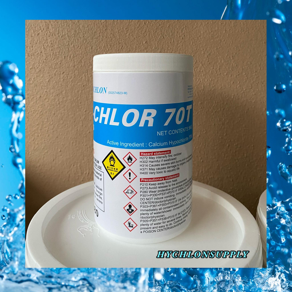 Chlorine HY-CHLOR 70%T Tablet 1inch 1Kg Swimming Pool Calcium ...
