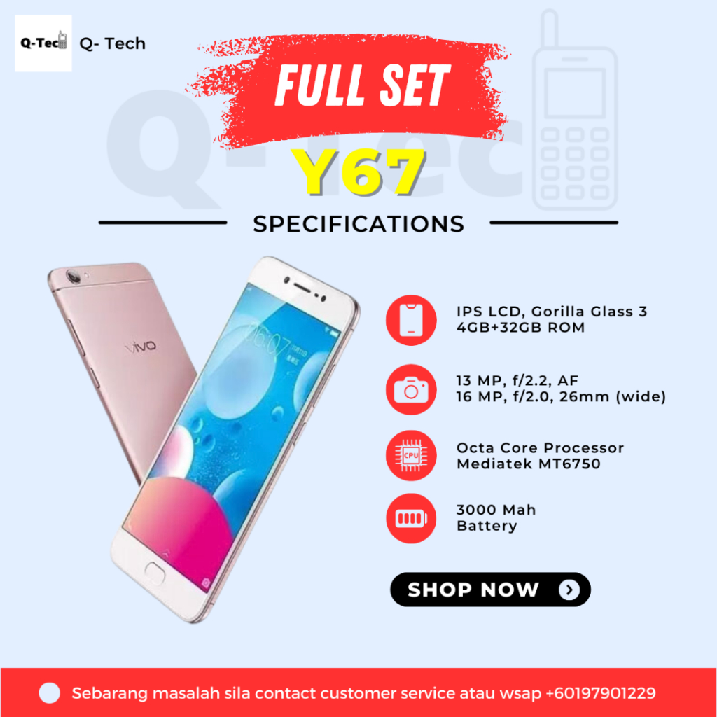(HOT🔥) VIVO Y67 4GB+ 32GB ROM NEW I Full Set Refurbished 100% Original Grade A I Mobile Phone ...