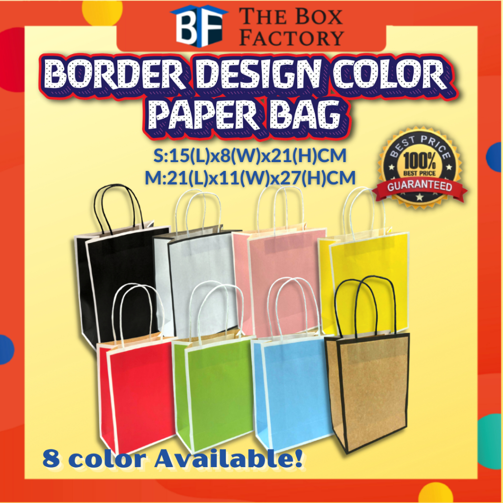 🔥LOWEST PRICE IN SHOPEE🔥Plain Colour Kraft Paper Bag Birthday Paper Bag ...