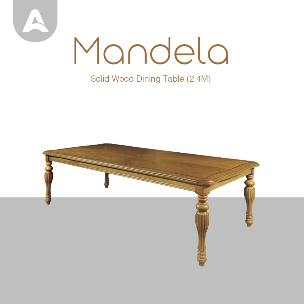 Arturo - Mandela Solid Wood Dining Table (2.4M) | Shopee Malaysia
