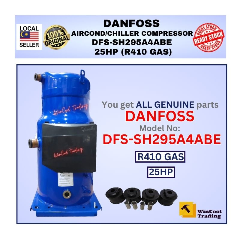 DANFOSS AirCond/Chiller Compressor 25HP (R410 Gas) Model : SH295A4ABE ...