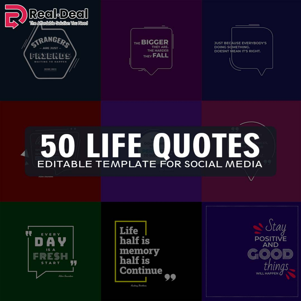 Photoshop - 50 Life Quotes Editable Template for Social Media | Shopee ...