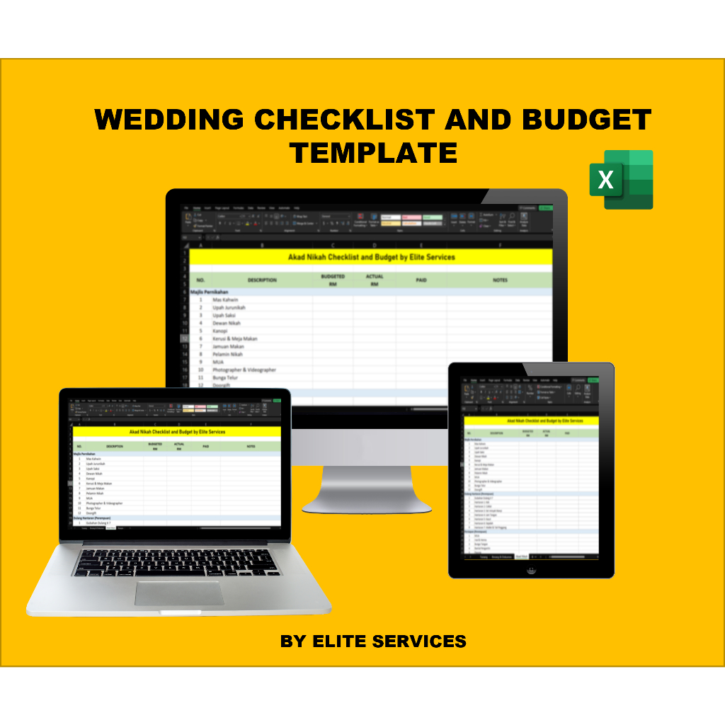 Wedding / Engagement Checklist and Budget Template (Excel Format ...