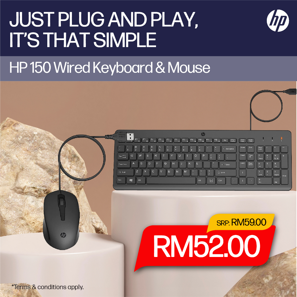 Hp 150 Wired Mouse And Keyboard Shopee Malaysia