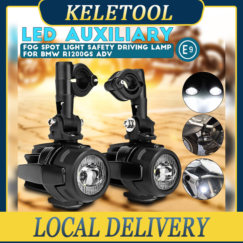 BMW Motorcycle Universal Auxiliary Fog Light 1 Pair 40W Motorcycle LED Auxiliary Fog Spot Light ...