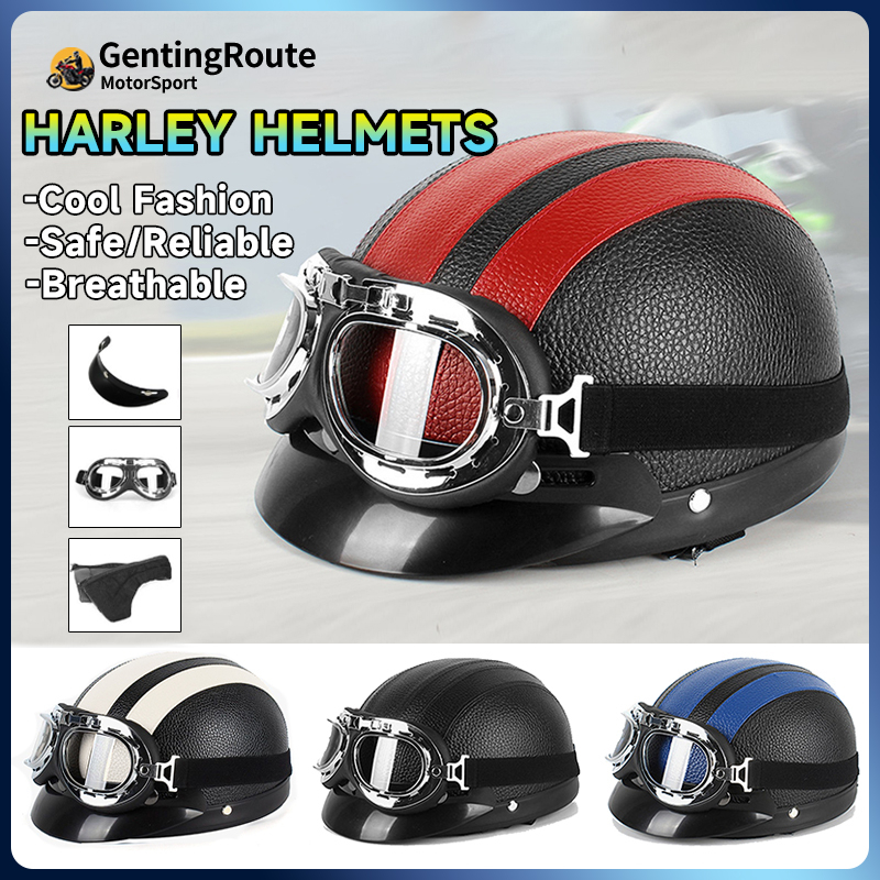 Harley Retro Style Helmets Face Mask Synthetic Leather Retro Half Face ...