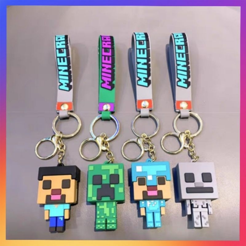 Minecraft 3D Keychain Creeper Skeleton Cool Birthday Present Hadiah ...