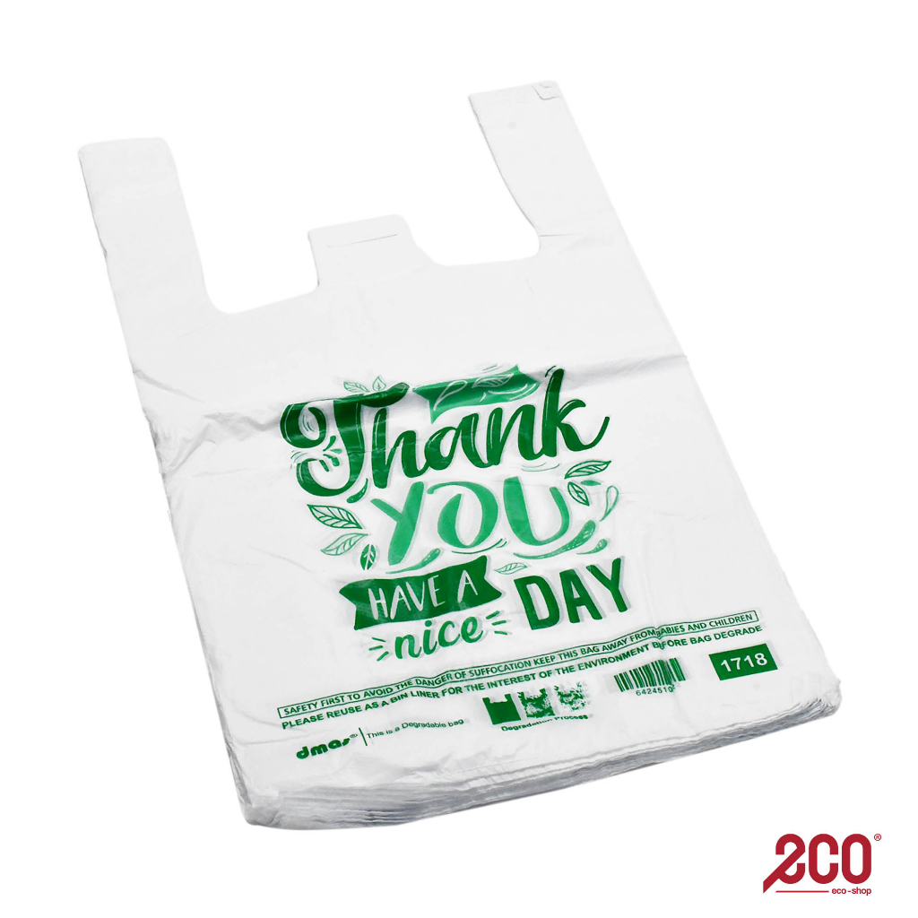 Casa T-Shirt Plastic Bag with 'Thank You' Wording (29cm+12cm x 34cm ...