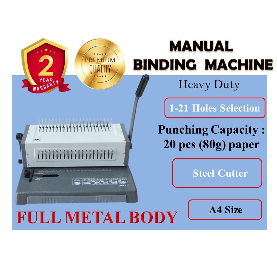 Manual Binding Machine A4 2088c 21 Holes Heavy Duty Comb Binding