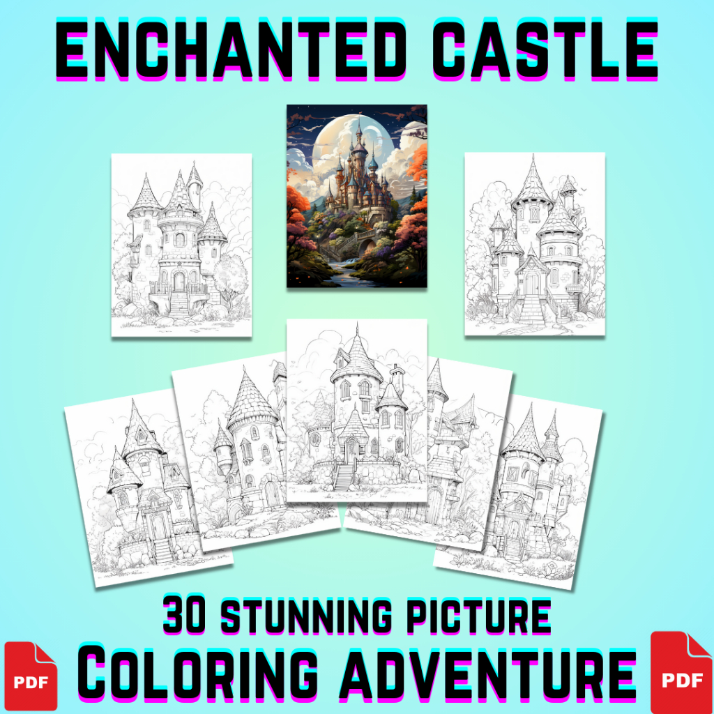 [PDF] Enchanted Castle Colouring Adventure - 30 PICTURE - Coloring Book ...