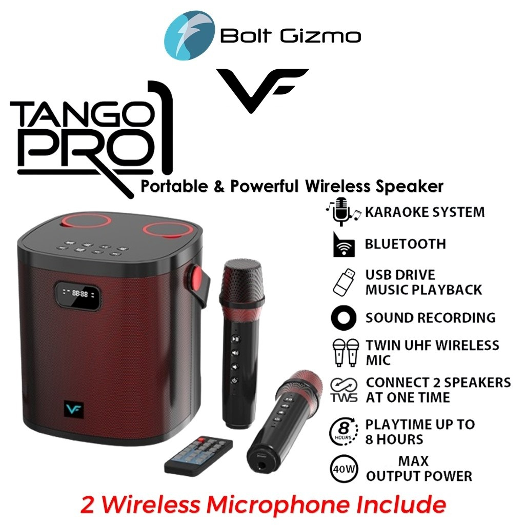 Vinnfier VF Tango Pro 1 Bluetooth Portable Karaoke Speaker with 2 ...
