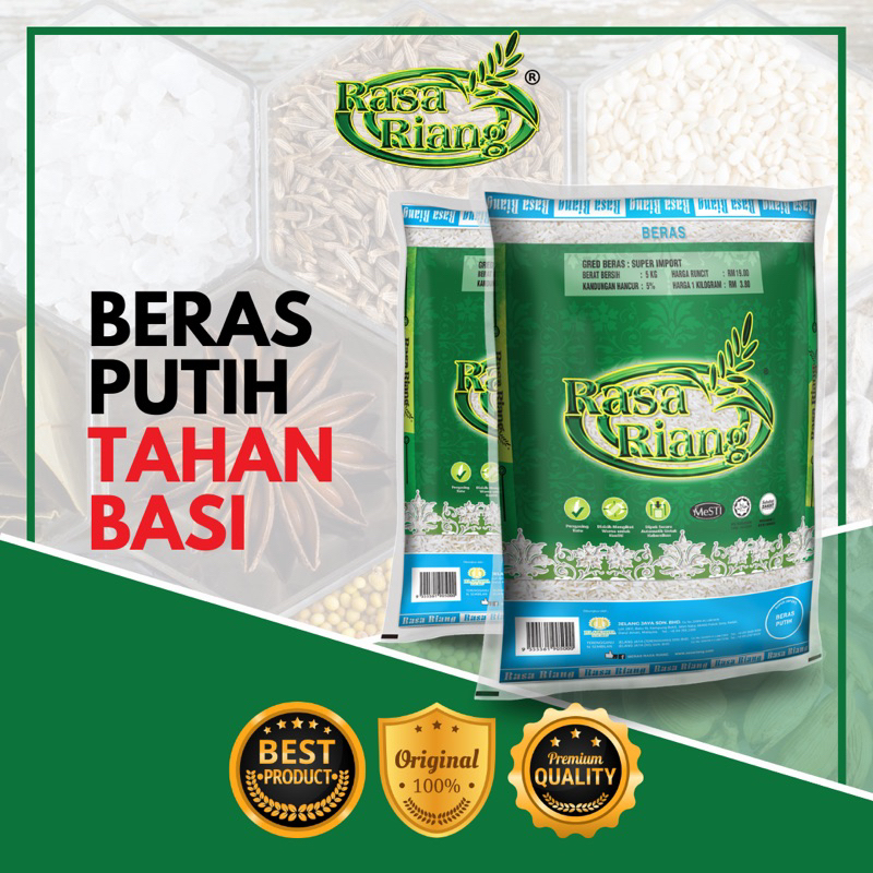 [RASA RIANG] 5KG BERAS PUTIH SUPER IMPORT LEMBUT TAHAN LAMA TAK MUDAH BASI | Shopee Malaysia