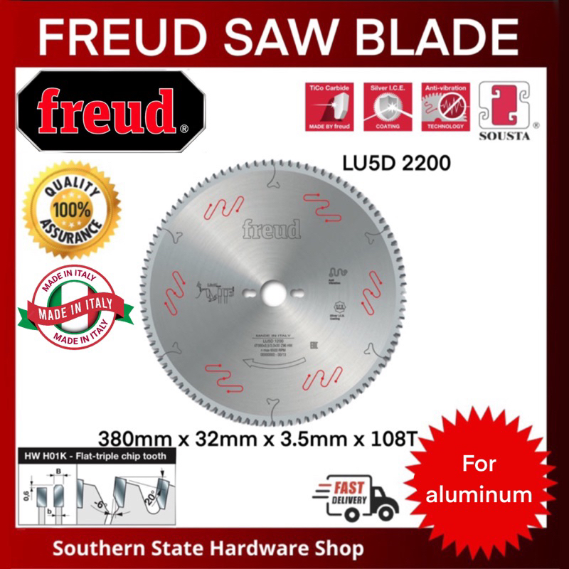 FREUD SAW BLADE FOR ALUMINIUM 380mm x 108T LU5D 2200 FROM ITALY ...