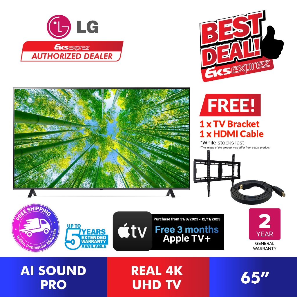 [FREE SHIP+2 GIFT] LG 65" 65UQ8050PSB UQ80 Series 4K Smart UHD TV with ...