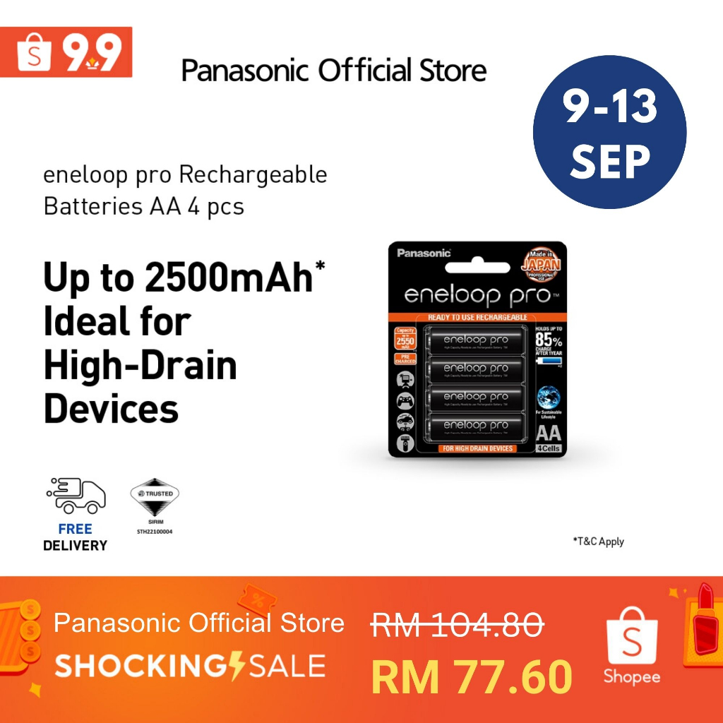 Panasonic Eneloop Pro Aa Size 4pcs Pack Bk 3hcce 4bt Ec High Capacity
