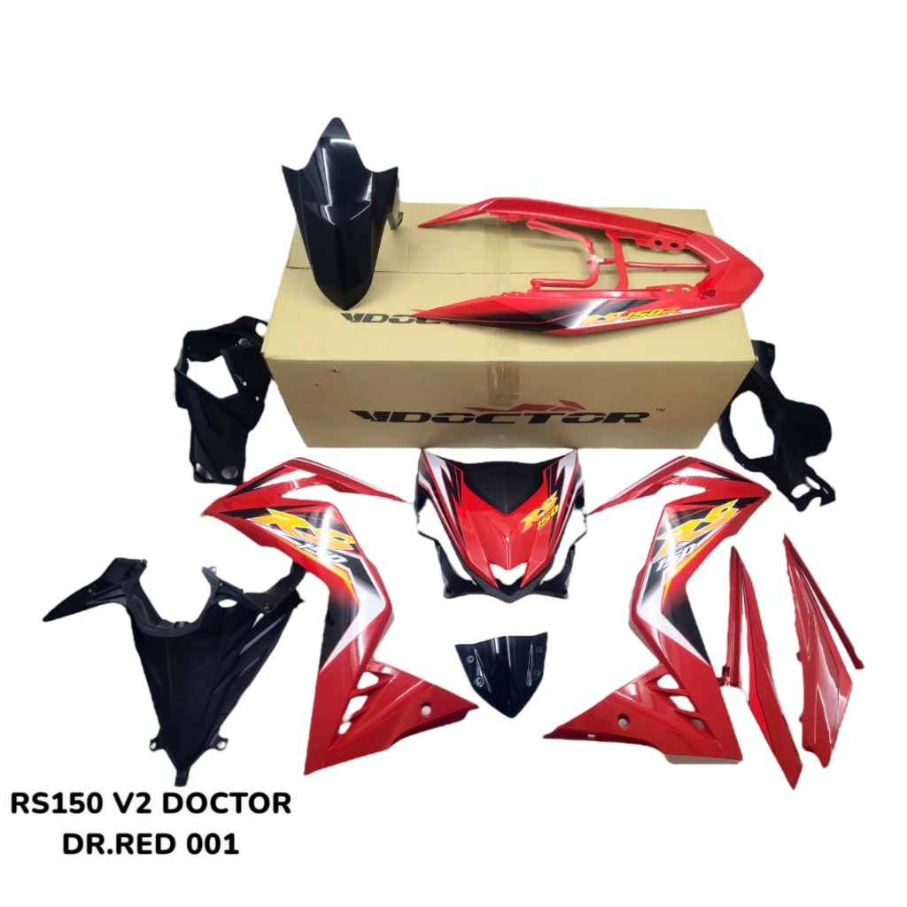 COVERSET BODYSET HONDA RS RS150 V2 DOCTOR RED MERAH 001 SIAP TANAM DARI ...