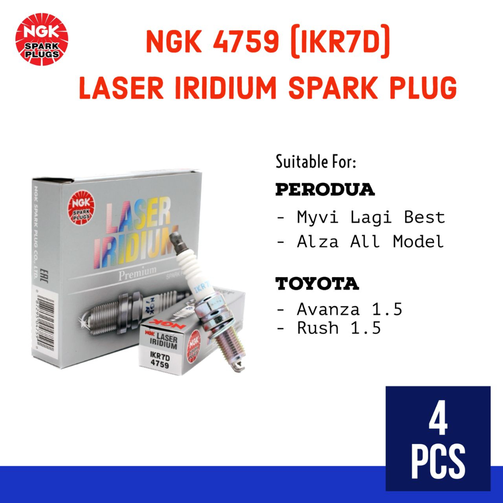 【100% ORIGINAL】 NGK 4759 (IKR7D) LASER IRIDIUM SPARK PLUG - MYVI LAGI ...