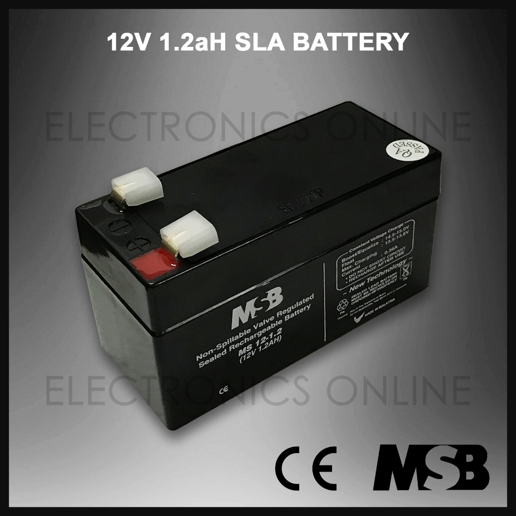 MSB 12V 1.2AH Rechargeable Sealed Lead Acid Battery MS12-1.2 Suitable for Solar Panel | Shopee ...