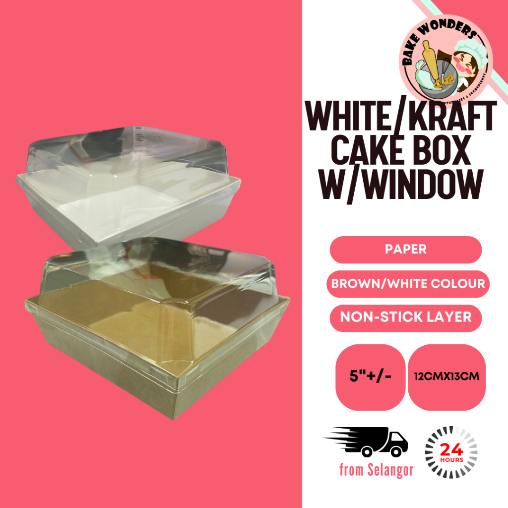 (10PCS/50PCS) White/Brown/Kraft Paper Box/Cake Box/Choc Moist Cake Box ...