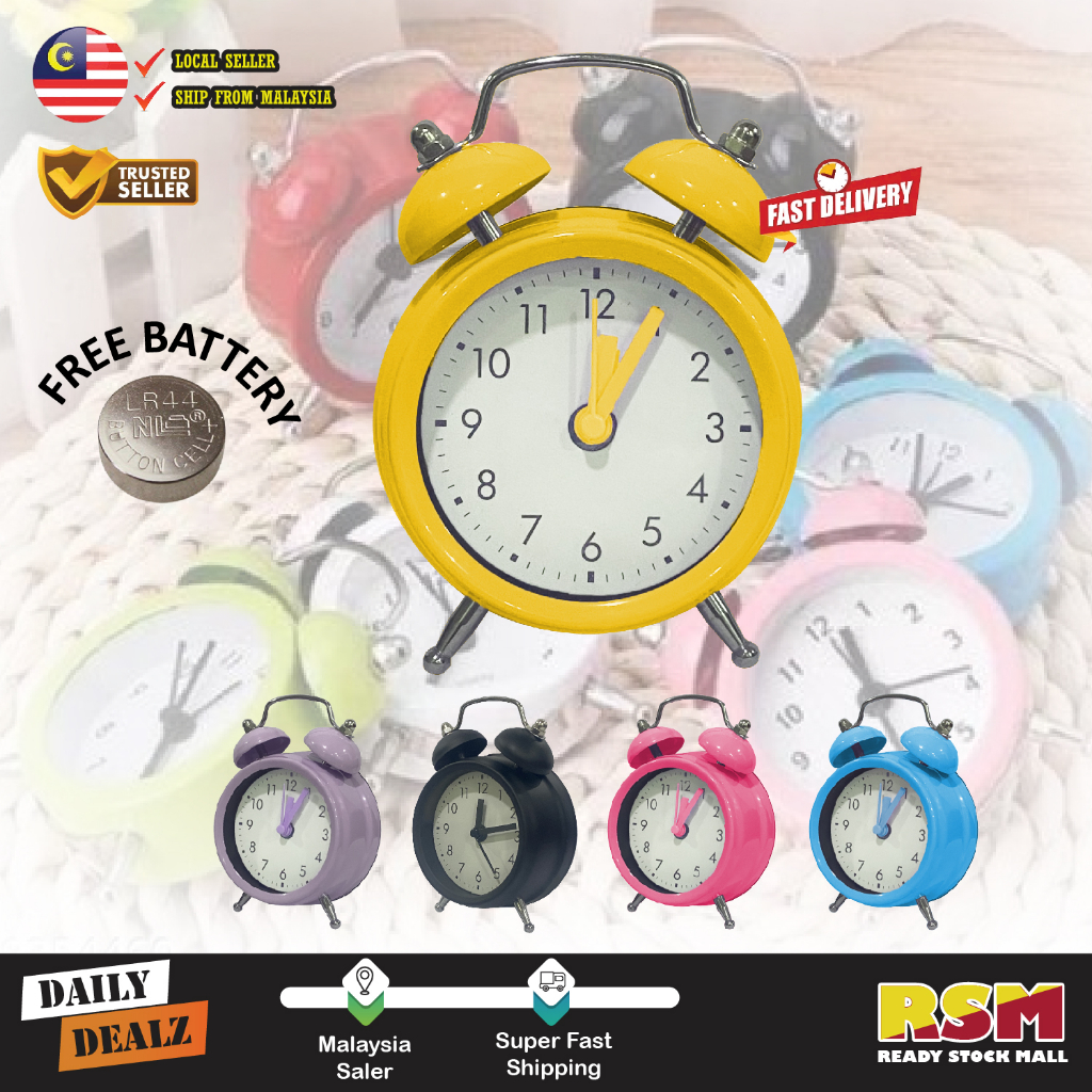 Mini Round Alarm Clock Double Bell Small Retro Alarm Analog Non-Ticking ...