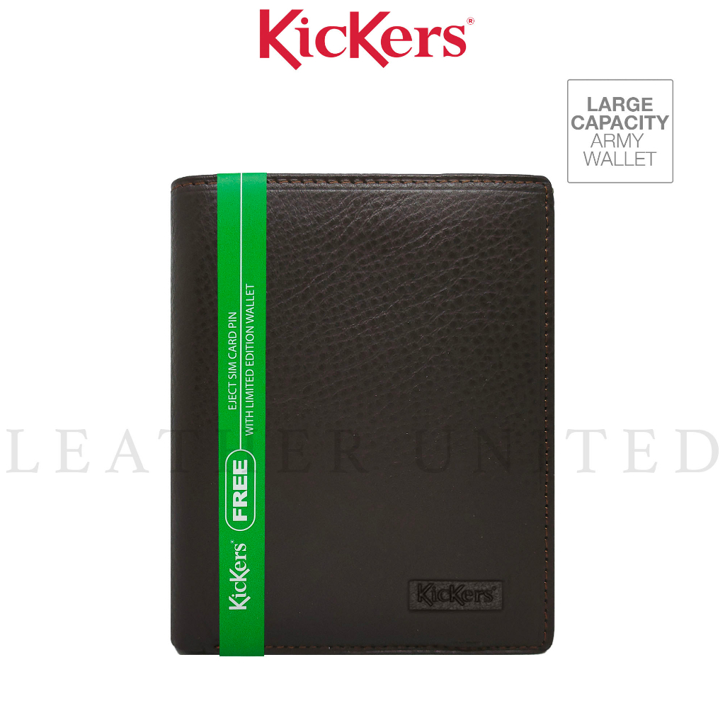 Kickers Genuine Top Grain Leather BIg Capacity Army Vertical Short ...