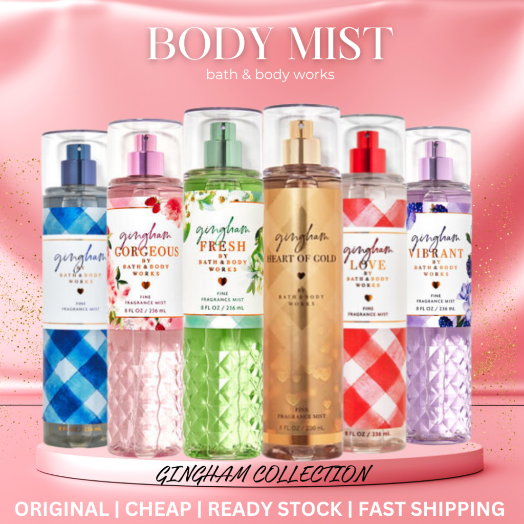 Bath and Body Works Body Mist Gingham Collection - Long-lasting Fine Fragrance, Love, Vibrant ...