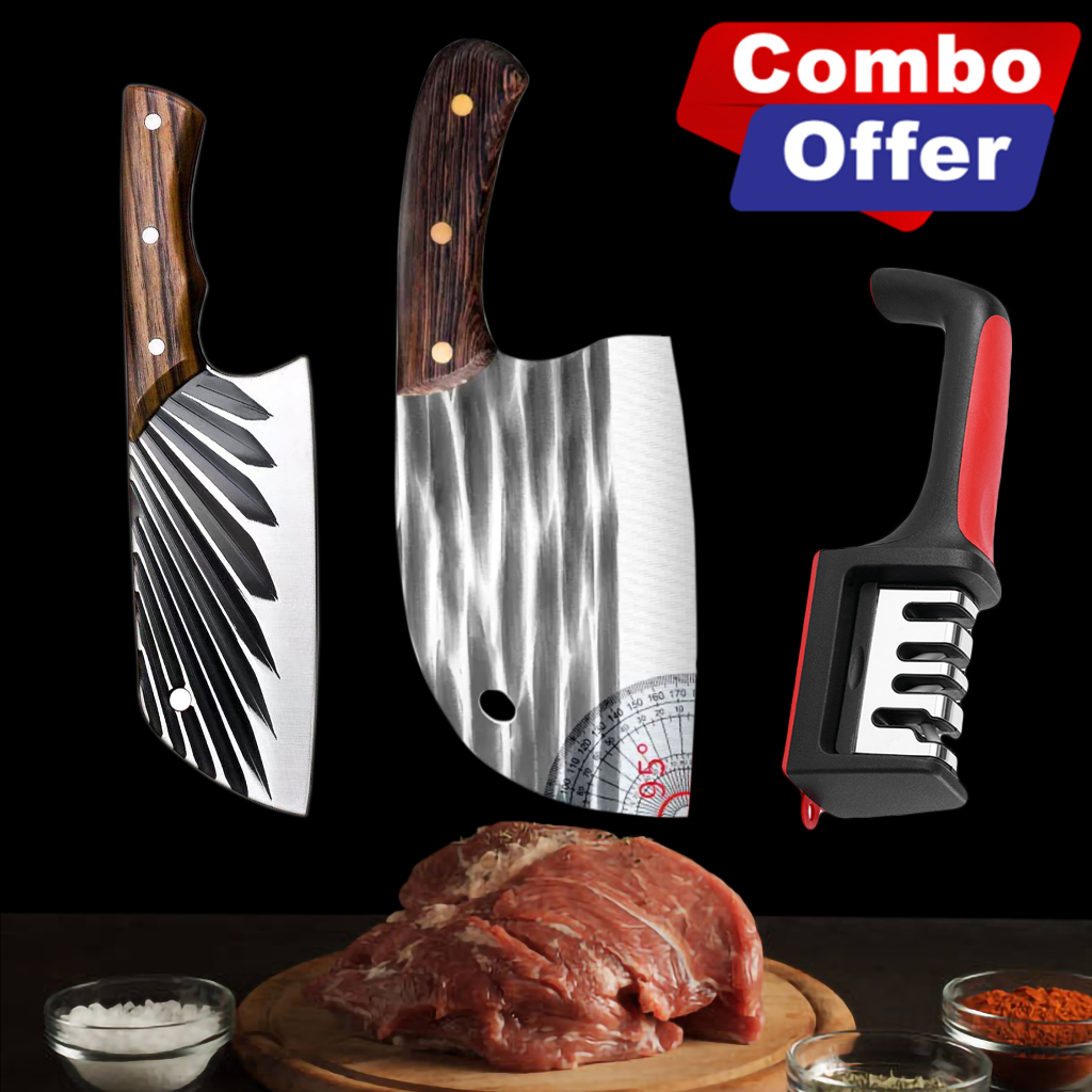 Pisau Dapur Combo Kitchen Cooking Knife Hand Forged Sharp Blade Slicing ...