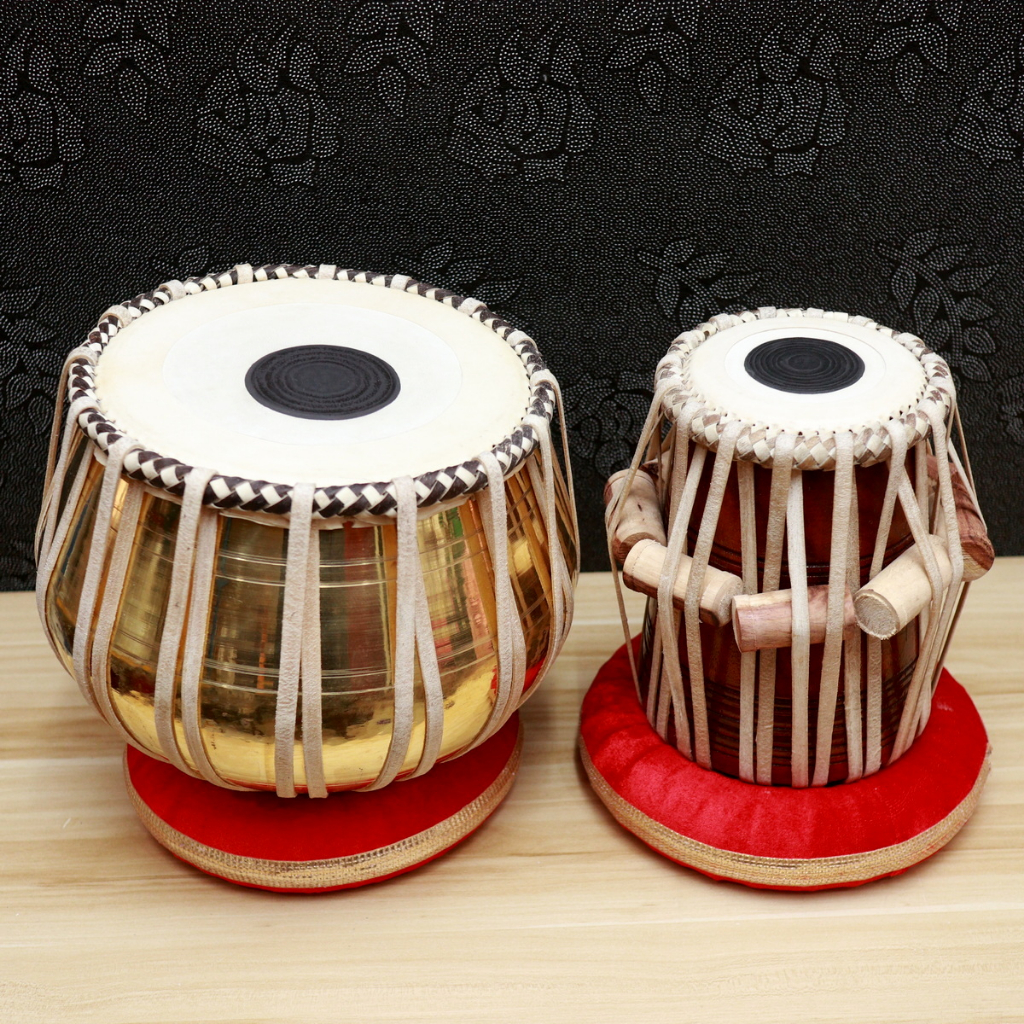 Tabla Indian Music Instrument - 3.5 kg Brass Gold Bayan - Professional ...