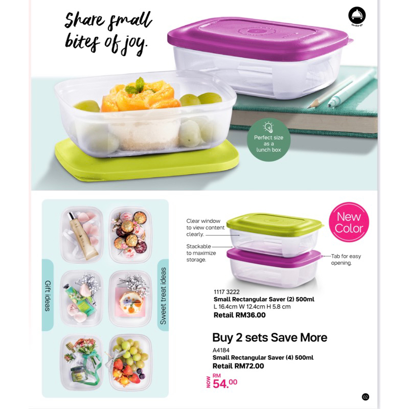 Tupperware Small Rectangular Saver 500ml | Shopee Malaysia