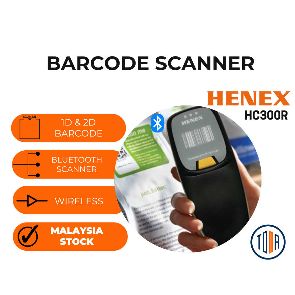 Henex HC300R 1D / 2D Barcode Scanner QR Code Bluetooth Scanner | Shopee ...