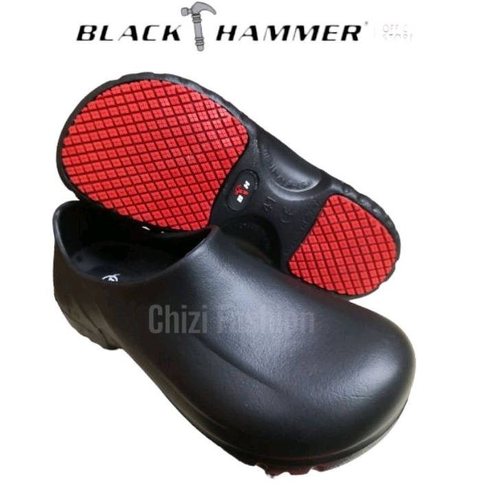 BLACK HAMMER RUBBER CLOG SHOES # S077 # KITCHEN CLOG SHOE # KASUT GETAH ...