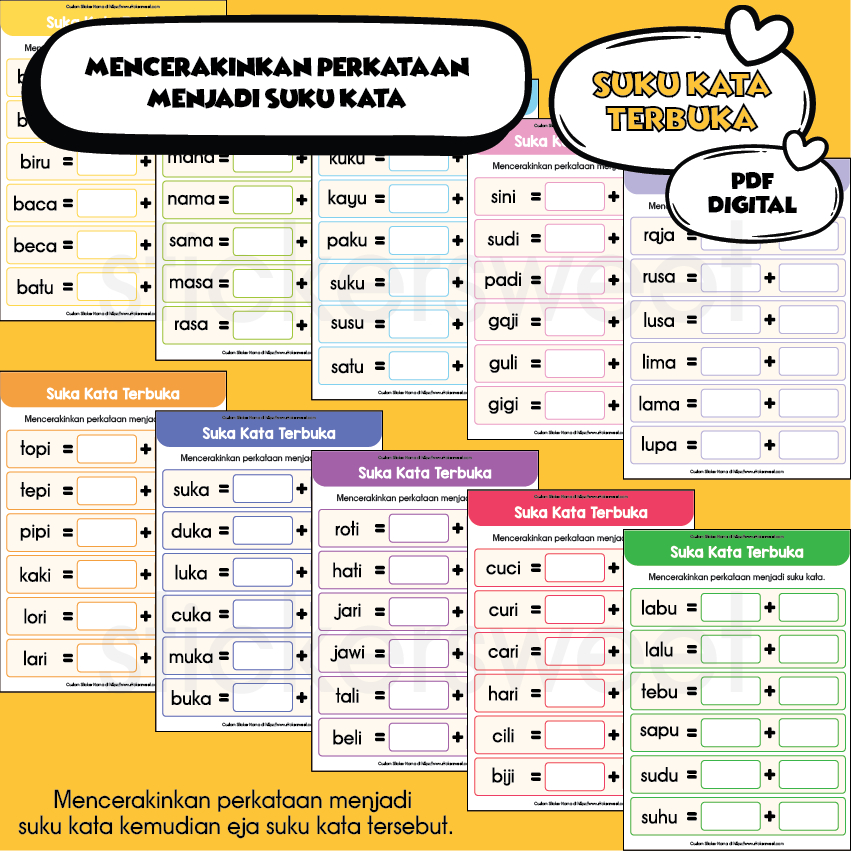[PDF Softcopy] Suku Kata Latihan Bahasa Melayu Tahun 1 Cerakin Suku ...