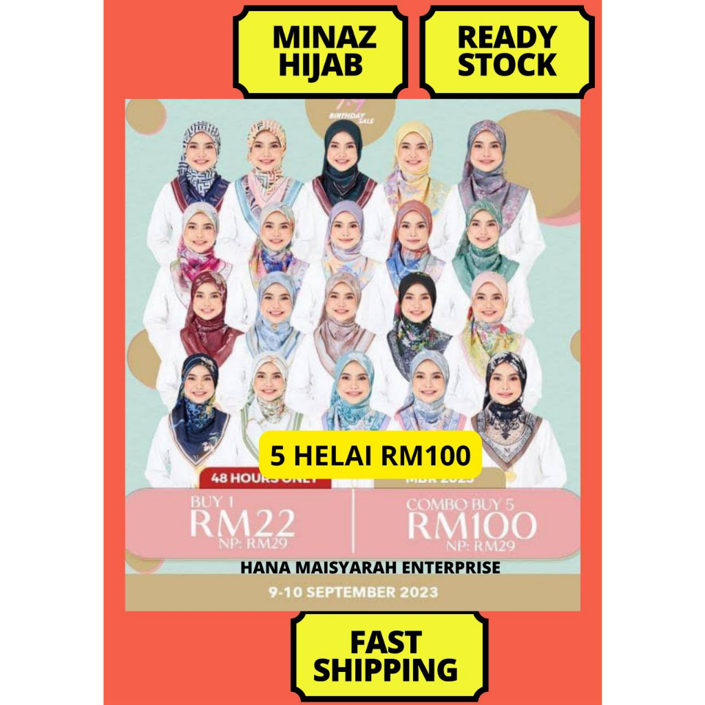 Tudung bawal minaz hijab printed blooming raya 2023 haramain series ...
