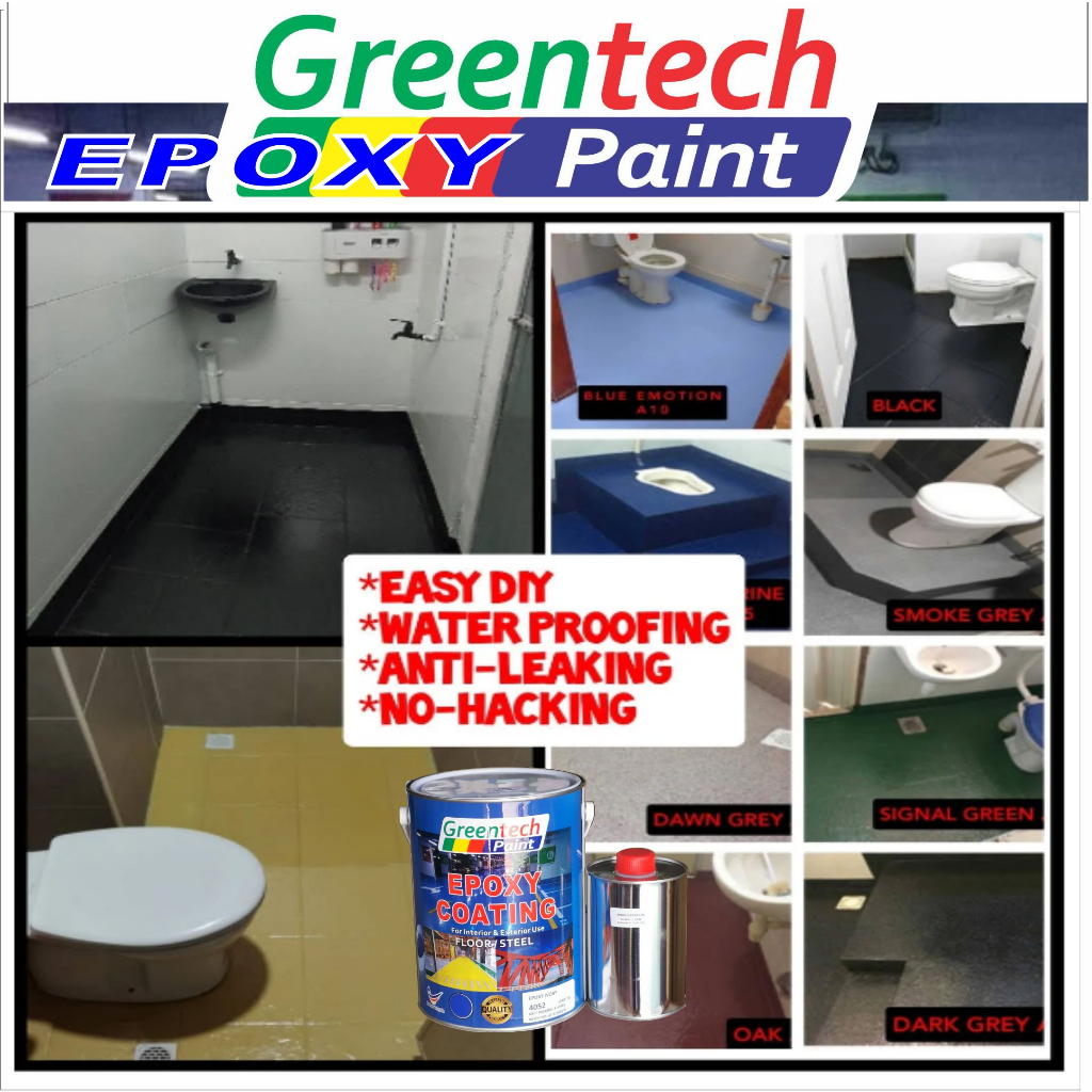 1L GREENTECH EPOXY FLOOR PAINT TILES FLOOR PAINT WATERPROOF COATING ...