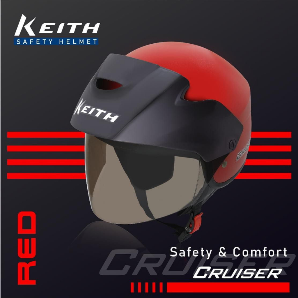 KEITH Cruiser V3 Half Helmet with Smoke Visor - SIRIM Certified ...