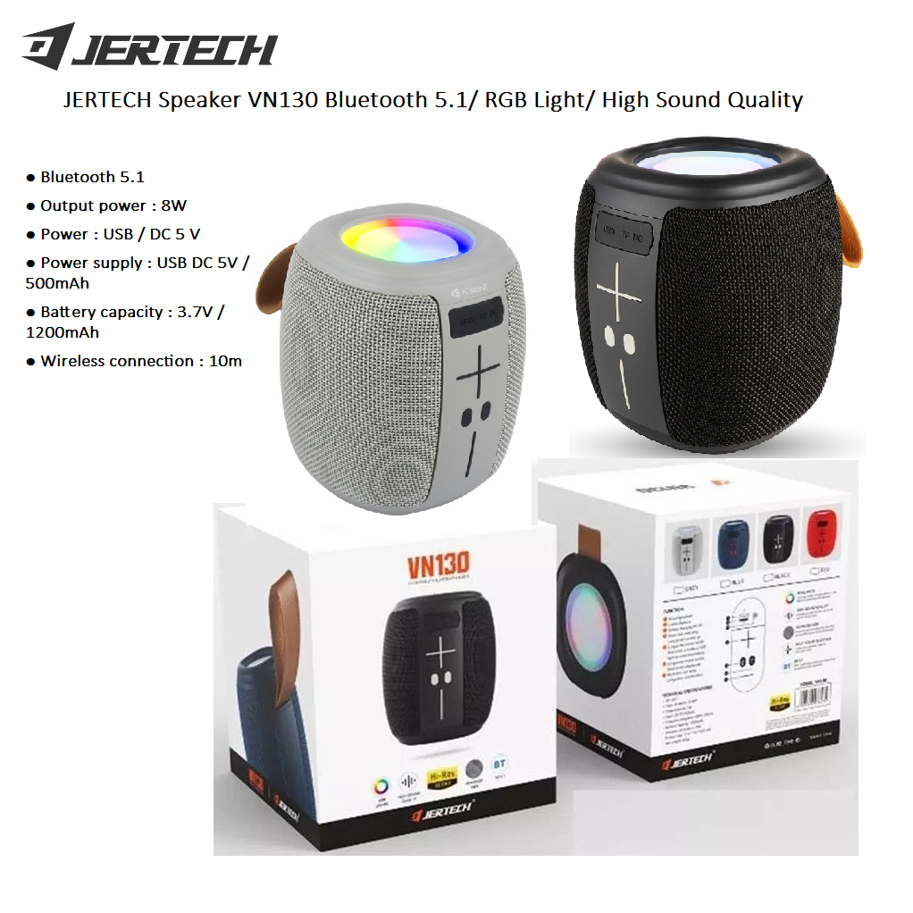 JERTECH VN130 Bluetooth 5.1 Speaker RGB Lights High Sound Quality ...