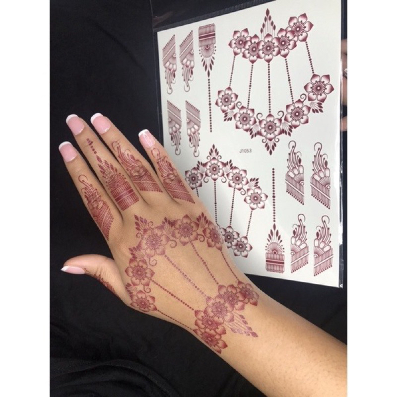Red Henna Sticker New Design Aesthetic / Inai Merah sticker / Henna ...